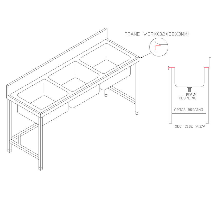 Professional Kitchen Equipments | Table / Rack / Sink / Trolley